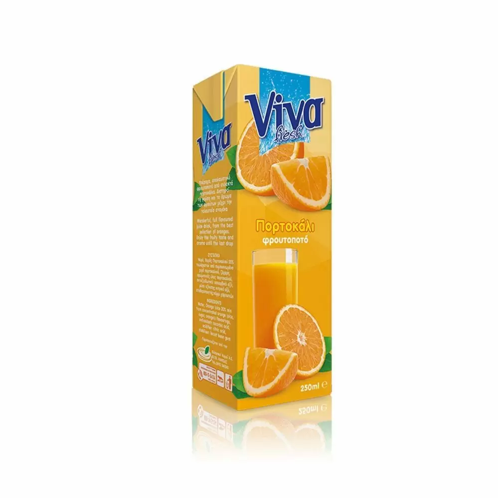 ΧΥΜΟΣ VIVA ΠΟΡΤΟΚΑΛΙ 100% ΦΥΣΙΚΟΣ ΧΥΜΟΣ 250ml